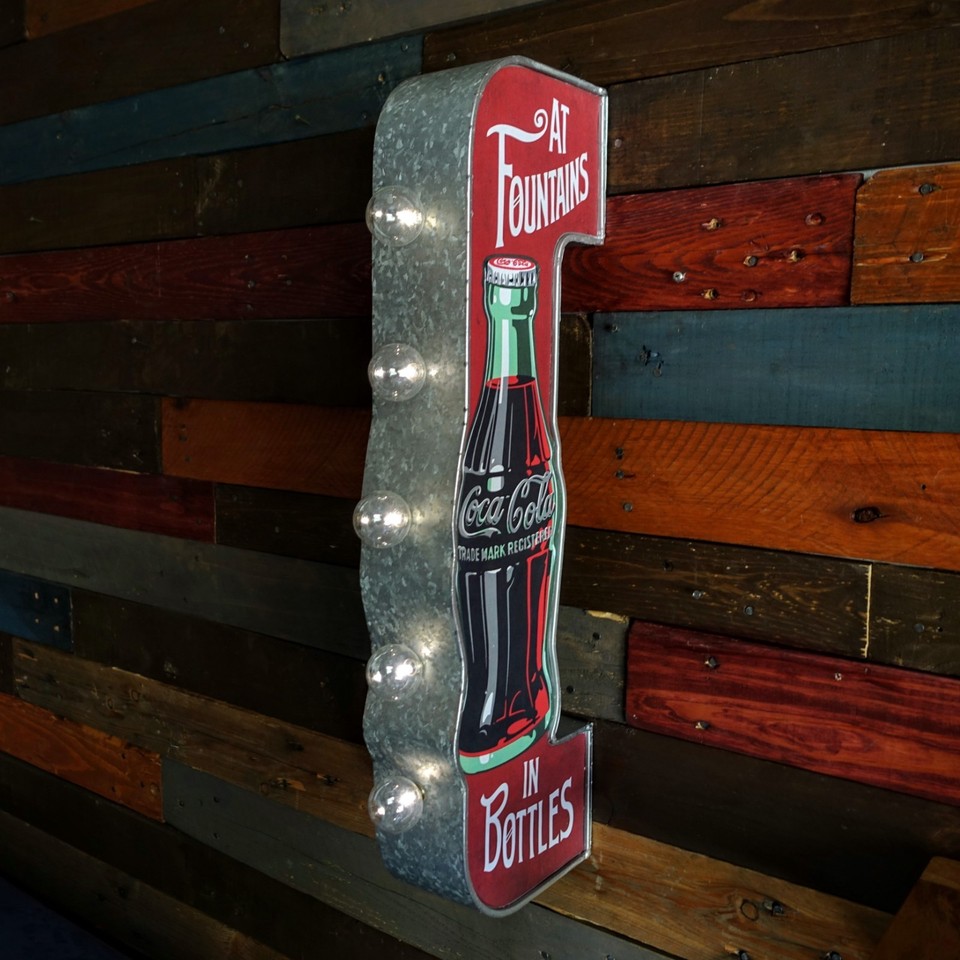 Coca-Cola Metal LED Bulb Wall Sign 25” Coke Bottle Shaped Double Sided ...