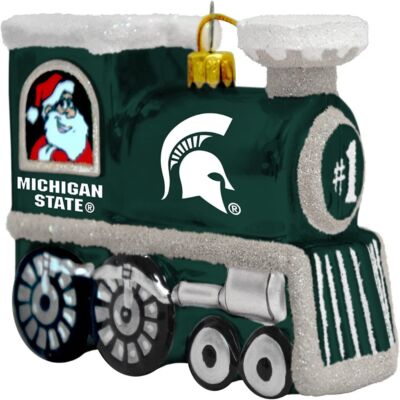 TS NCAA Michigan State Spartans Santa Blown Glass Train Ornament | eBay