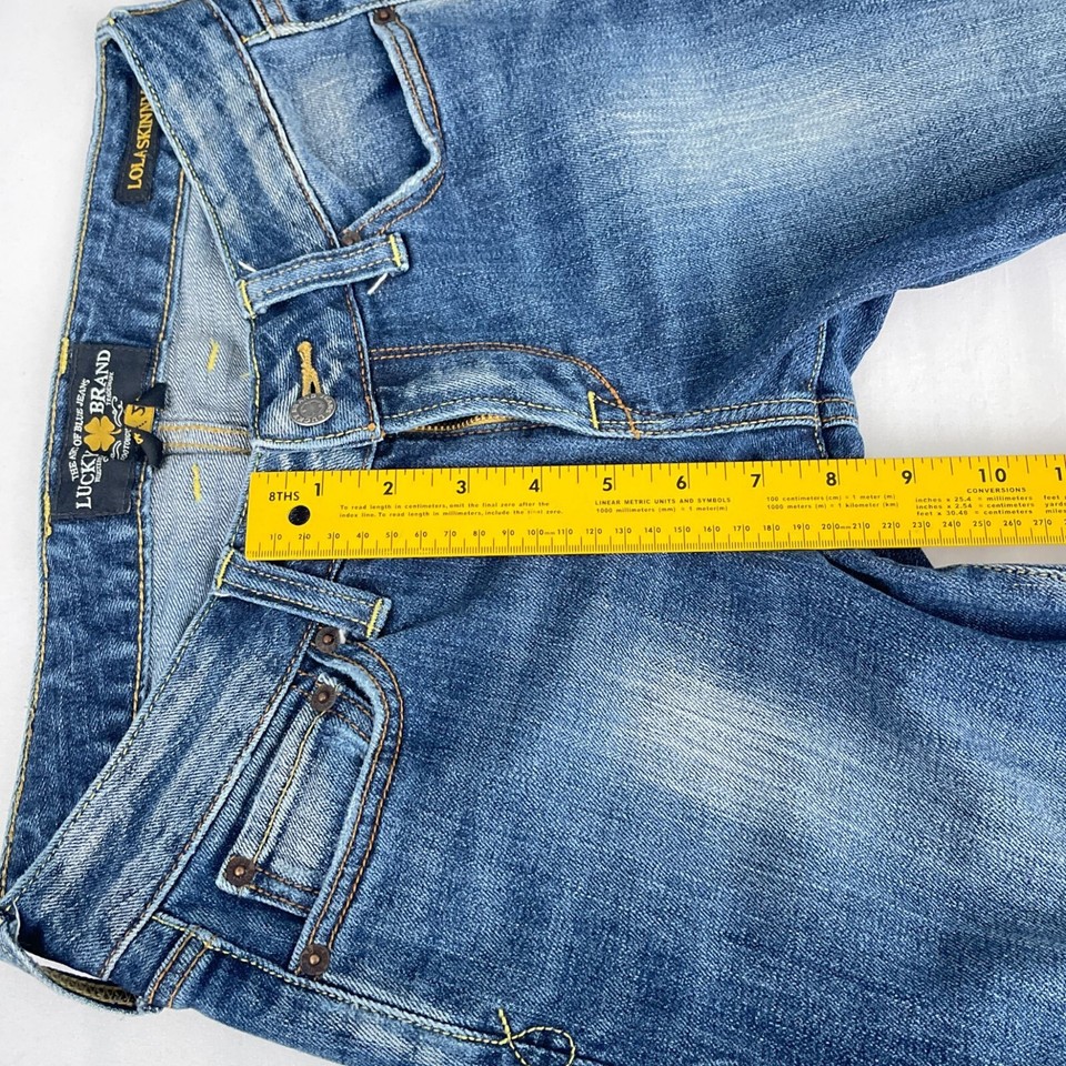 Lucky Brand Lola Skinny Reg Low-Rise Distressed Jeans Medium Wash Denim ...