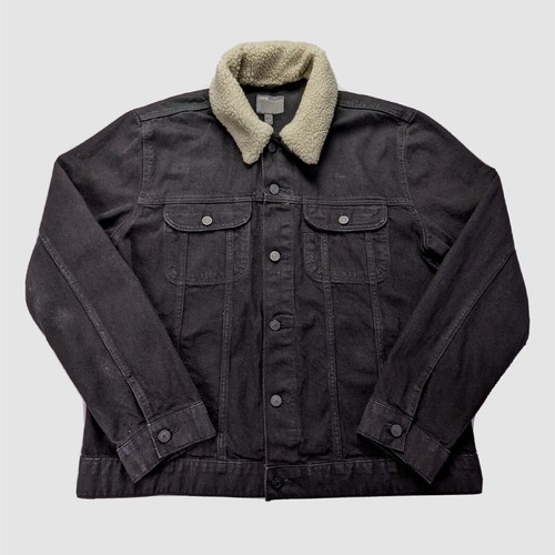ASOS Design Men's Size 2XL Denim Jacket Detachable Fleece Collar Black ...