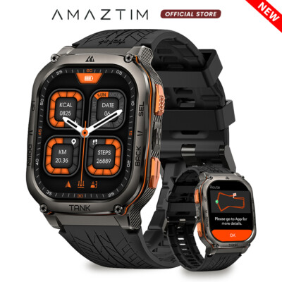 2024 AMAZTIM TANK M3 Ultra GPS Smart Watch Men 480mAh Waterproof for ...
