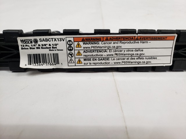 Matco 13 Pc. Socket Set SABCTX13V ADV Torx Sockets T8 - T60 for sale ...