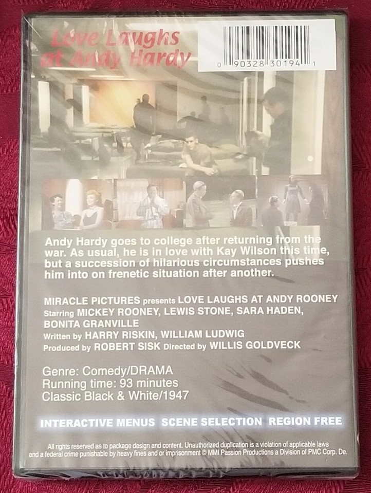 Love Laughs at Andy Hardy DVD (1947) BRAND NEW SEALED! Mickey Rooney ...