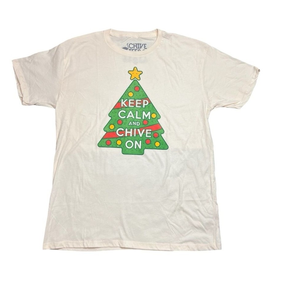 The Chivary Chive Tees Christmas “Keep Calm and Chive On” Graphic T Men ...