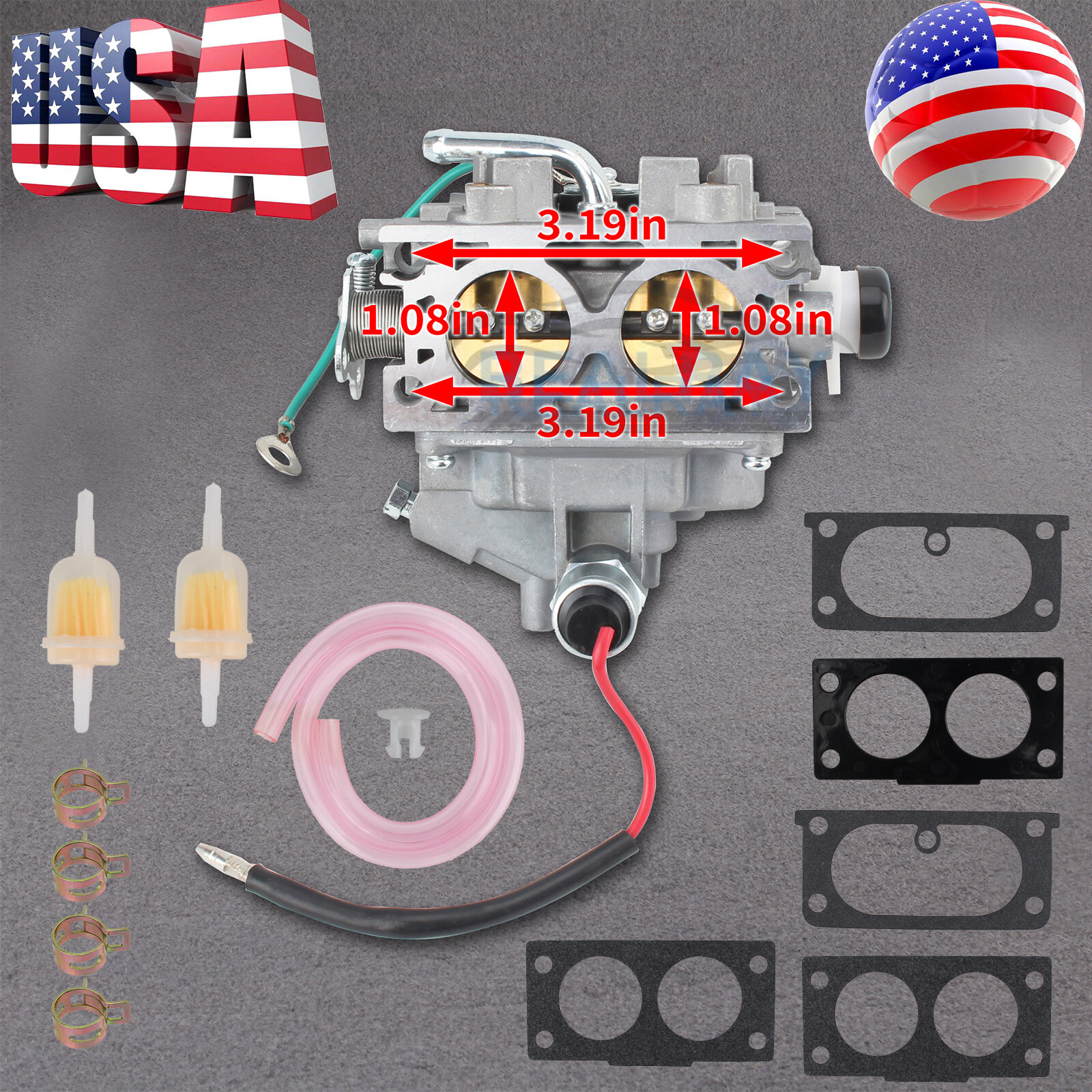 Carburetor Assy w/ Fuel Solenoid For Kohler CH1000 37HP Command PRO ...