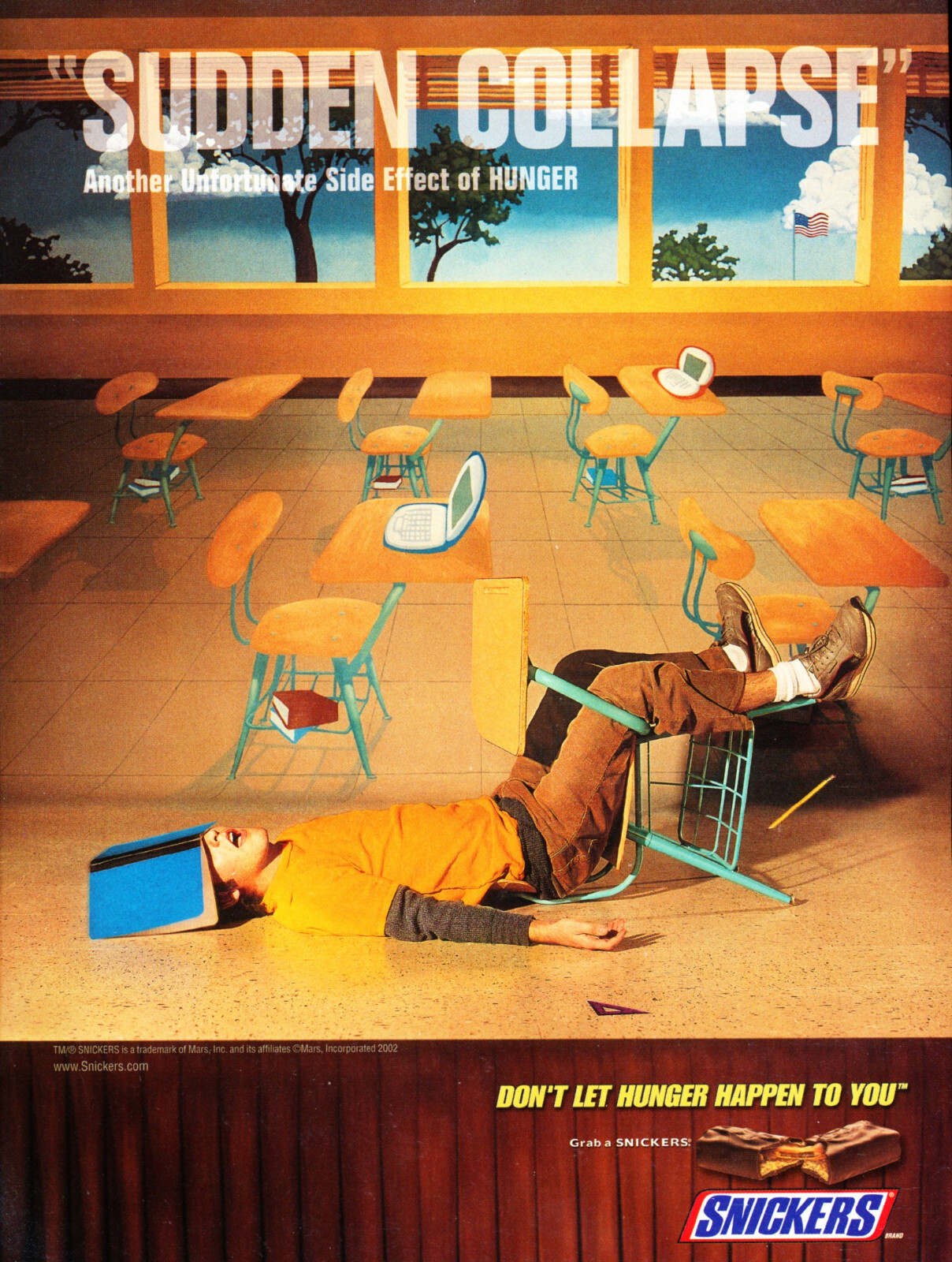 SNICKERS CANDY AD #3 MAGAZINE promo AD 2002 SUDDEN COLLAPSE | eBay