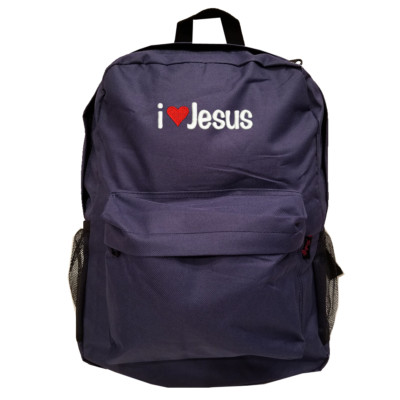 NAVY BLUE Backpack Bag with I LOVE JESUS Embroidered for CHRISTIAN ...