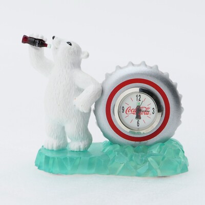 COKE Coca Cola Mini Clock POLAR BEAR with Bottle Cap Figurine | eBay