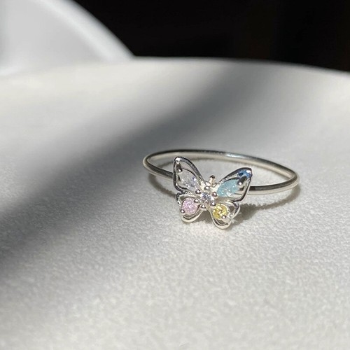 Shiny Cute Crystal Butterfly Zircon Rings for Women Girls Minimalist ...