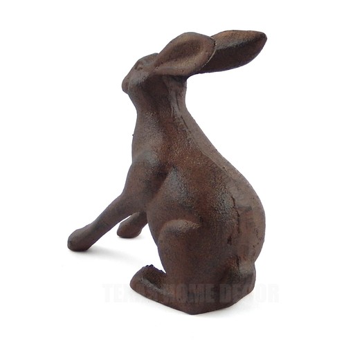 Sitting Bunny Rabbit Cast Iron Figurine Garden Porch Statue Rustic ...