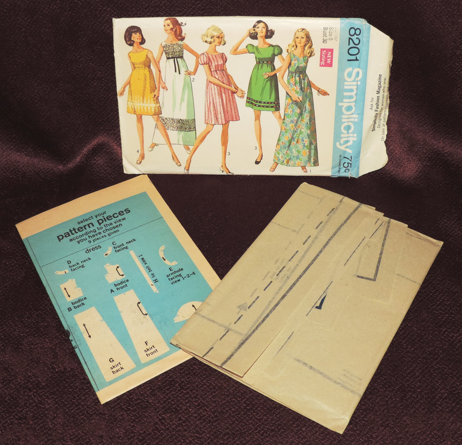 Vtg Simplicity Pattern #8201 Dress in 2 Lengths Jr sz 5 Sleeveless or Baby Doll | eBay
