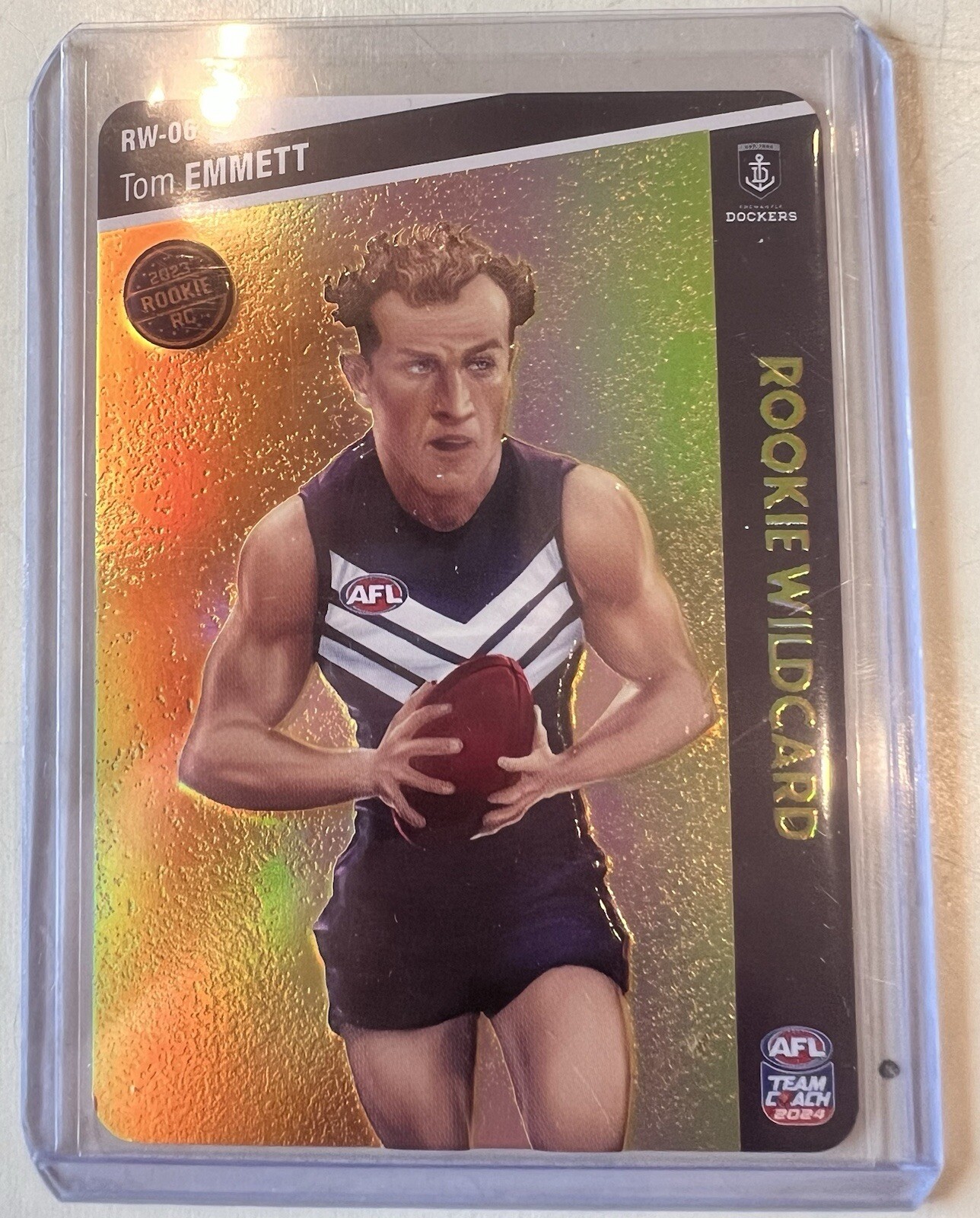 2024 AFL Teamcoach Tom Emmett Gold Rookie Wildcard RW-06 Fremantle | eBay