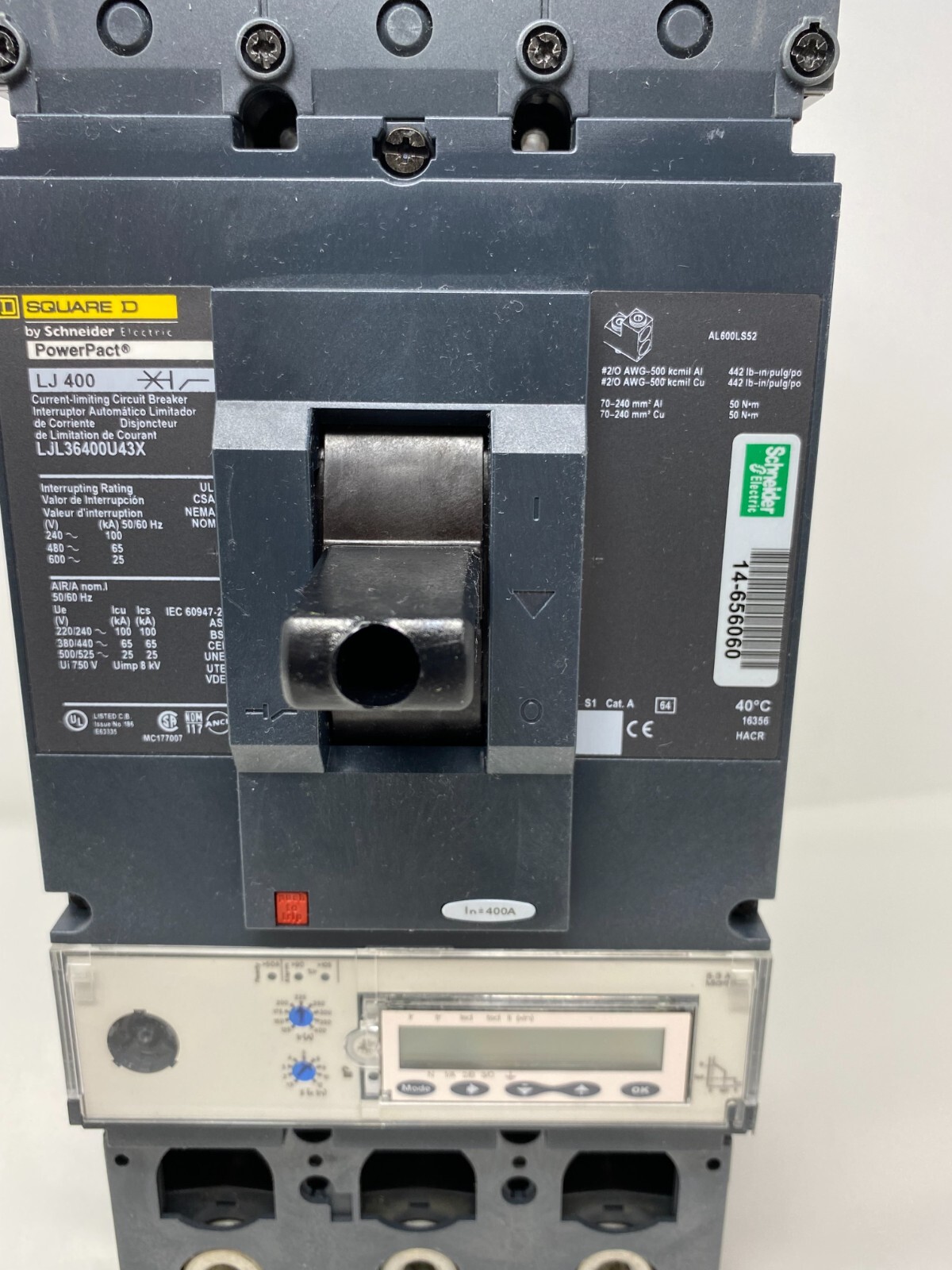 Square D LJL36400U43X 400A PowerPact Molded Case Circuit Breaker 600V ...