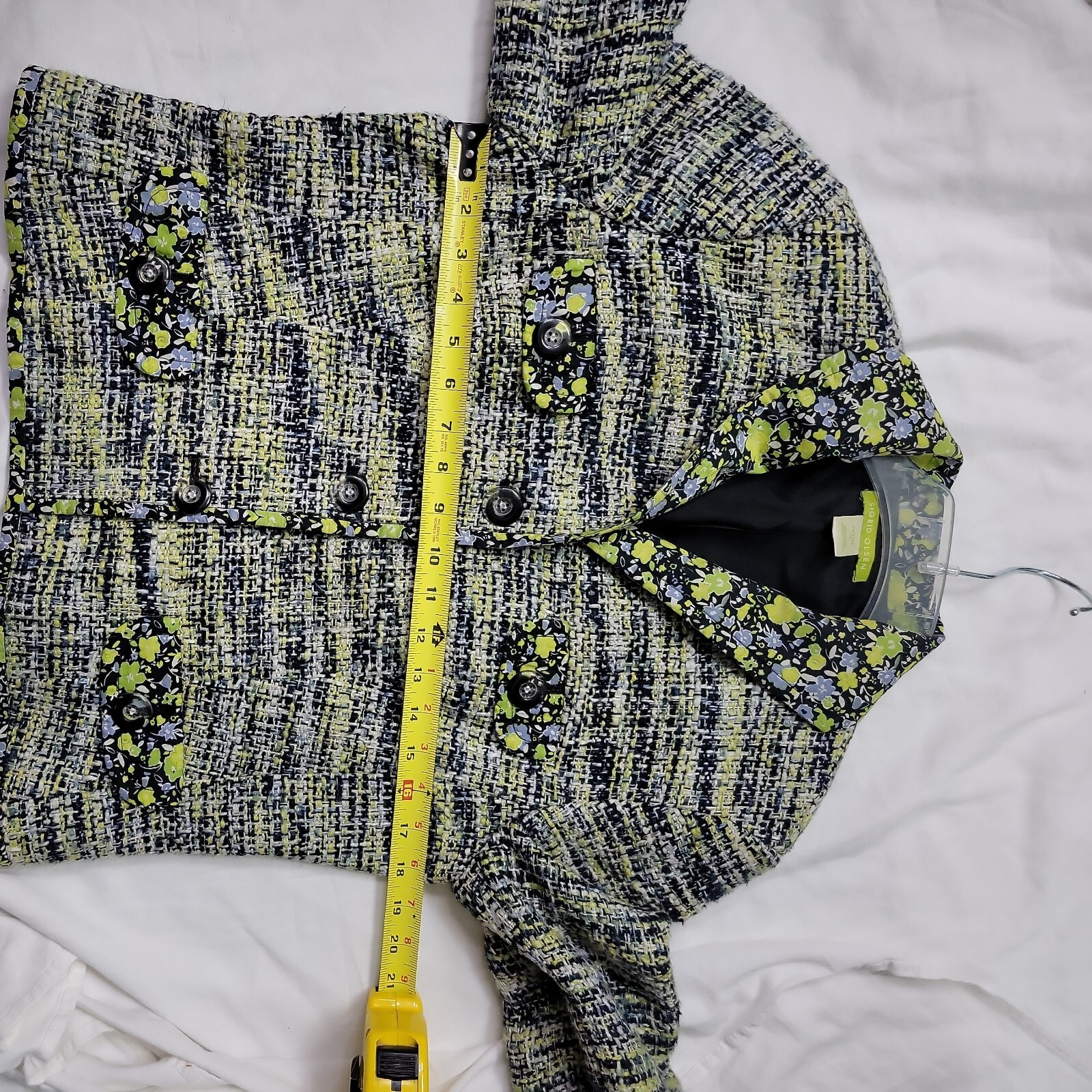 Sigrid Olsen Blazer Womens 10P Blue Green Tweed Flora… - Gem