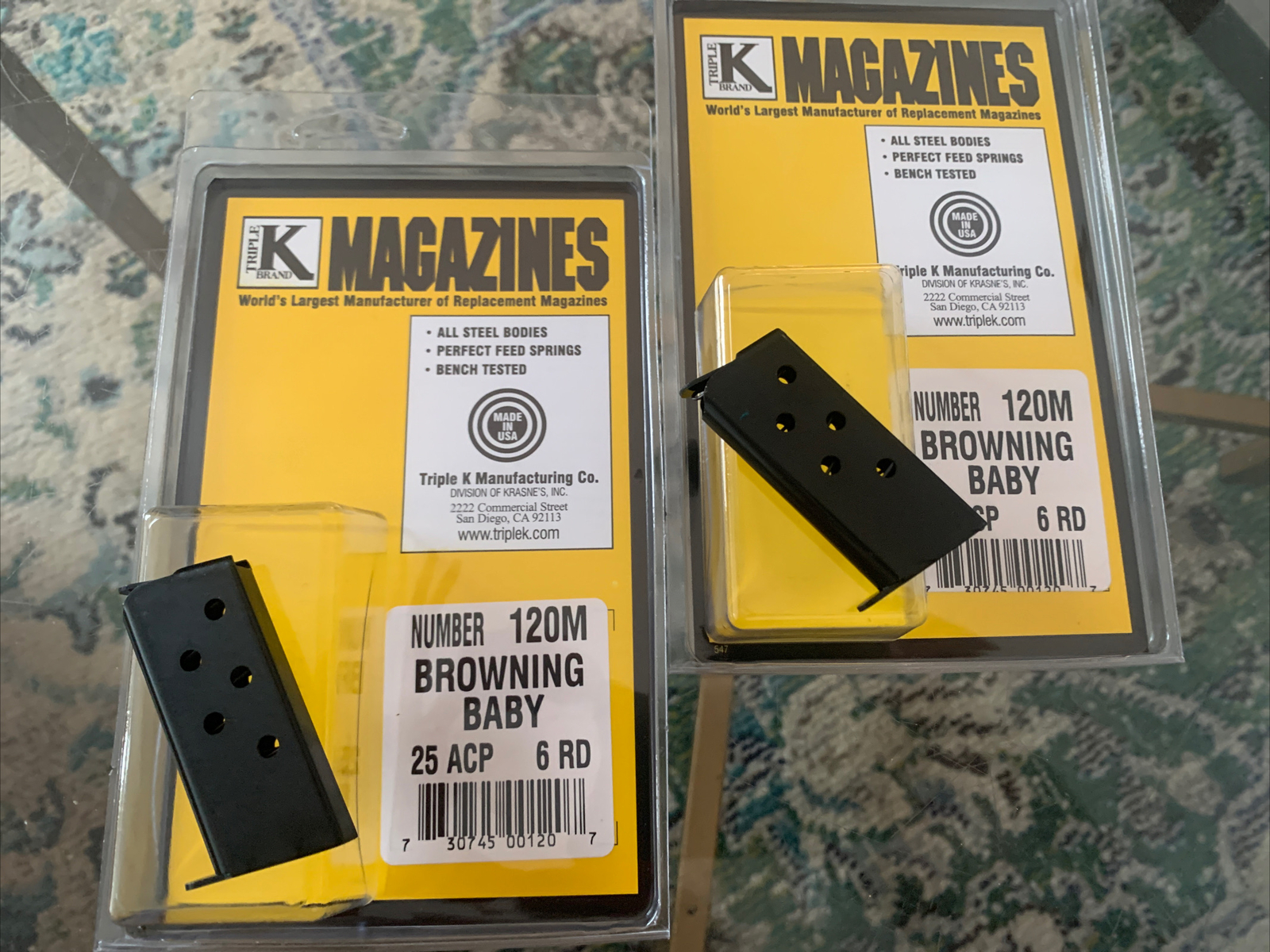 2 Pack New Magazine USA Made Triple K fits Baby Browning 25 ACP 6 RD ...