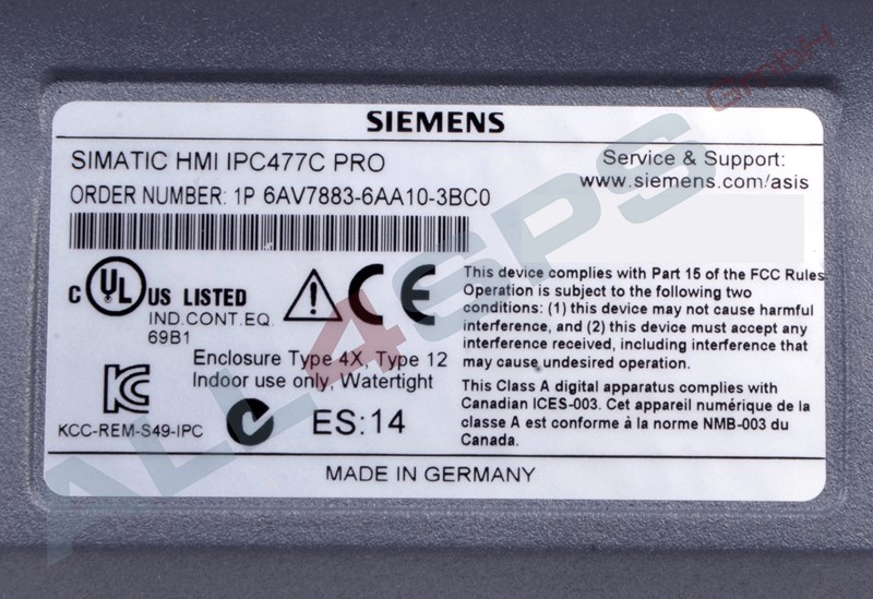 SIMATIC HMI IPC 477C PRO, 15" CELERON M 1,2 GHZ, 6AV7883-6AA10-3BC0 ...