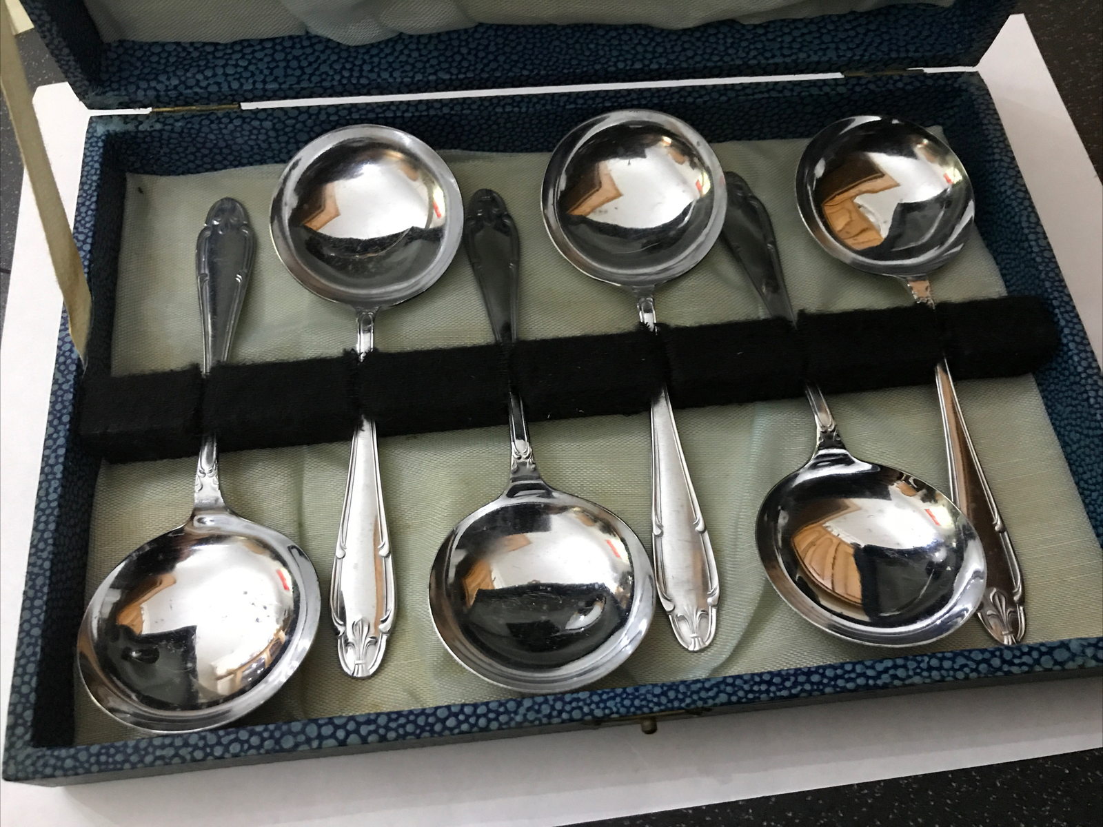 Boxed 6 X Deco Fancy Stainless Chrome Chromium Plate Dessert Fruit ...