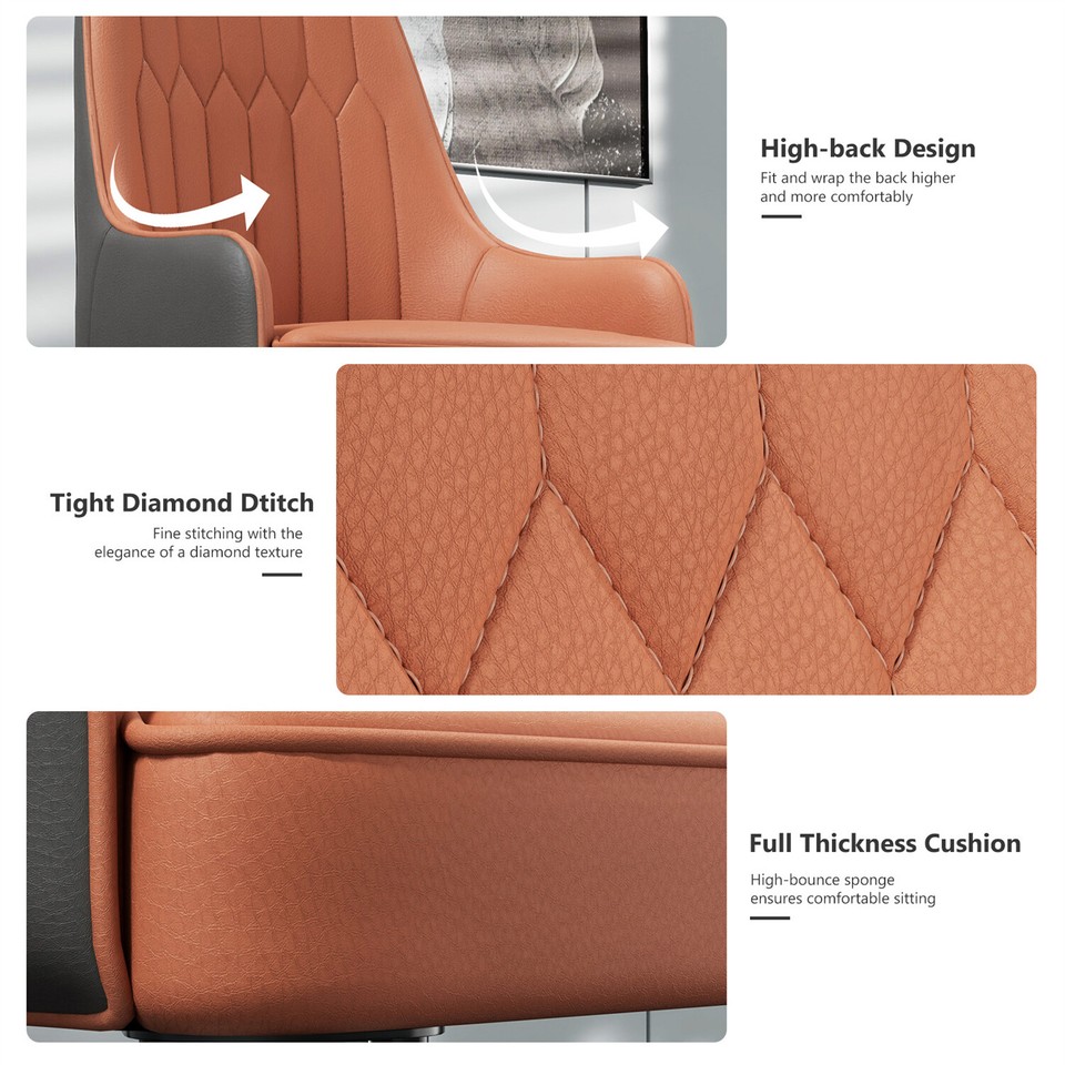 Top-class Dining Set Dinner Table and Leather Chairs Marble Top for 6-8 ...