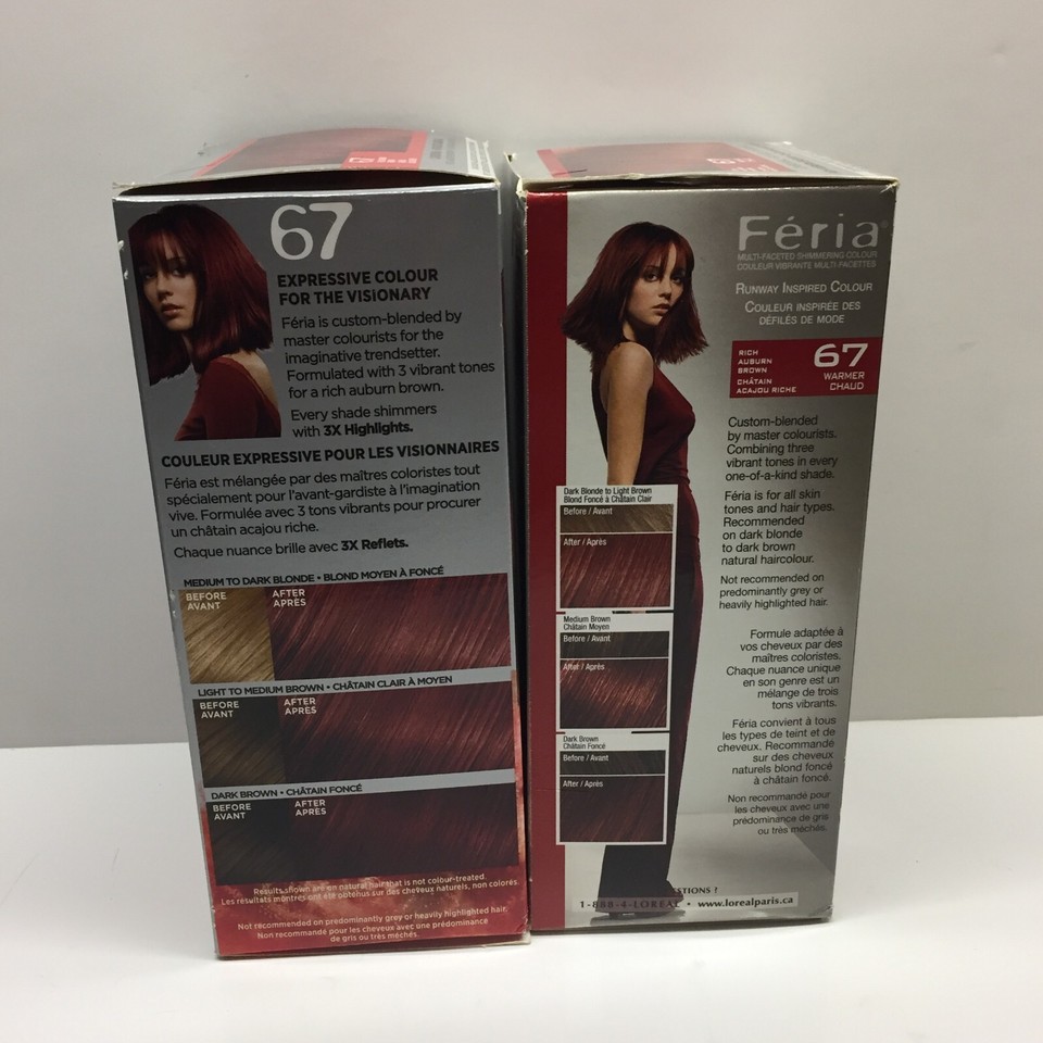 2 X Loreal FERIA 67 Rich Auburn Brown -Cardinal hair Color | eBay