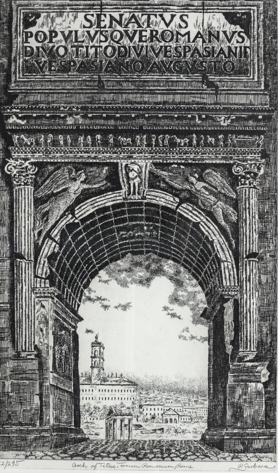 Peter Garbera Hungary b. 1946 Etching, Arch of Titus, Rome #62 / 295 ...