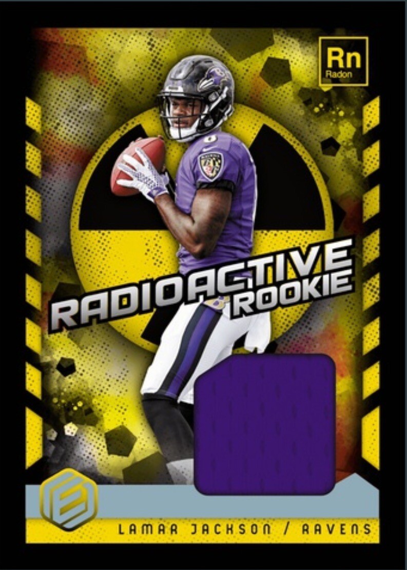 2018 Elements Lamar Jackson Radioactive Rookie Patch RC NFL Blitz ...