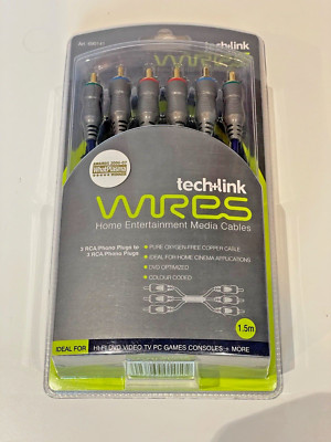 TechLink 3 RGB RCA Plugs To 3 RGB RCA Plugs GOLD PLATED + Blue triple 1 ...