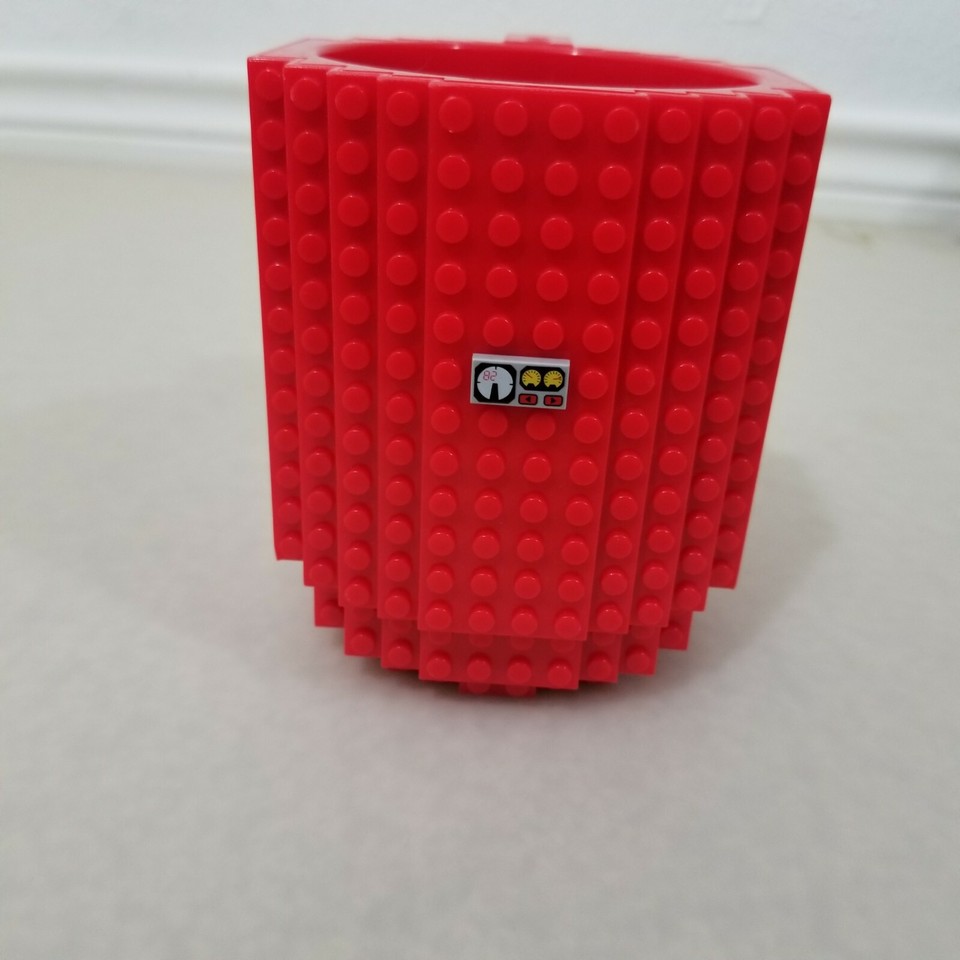 Red Build On A Brick Lego DIY Cup Mug Novelty Add To Buildable Block ...