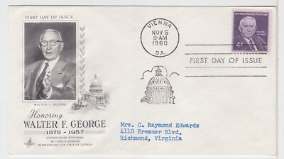 TurtlesTradingPost- Walter F, George, Senator-1960 #1170 FDC Artcraft ...