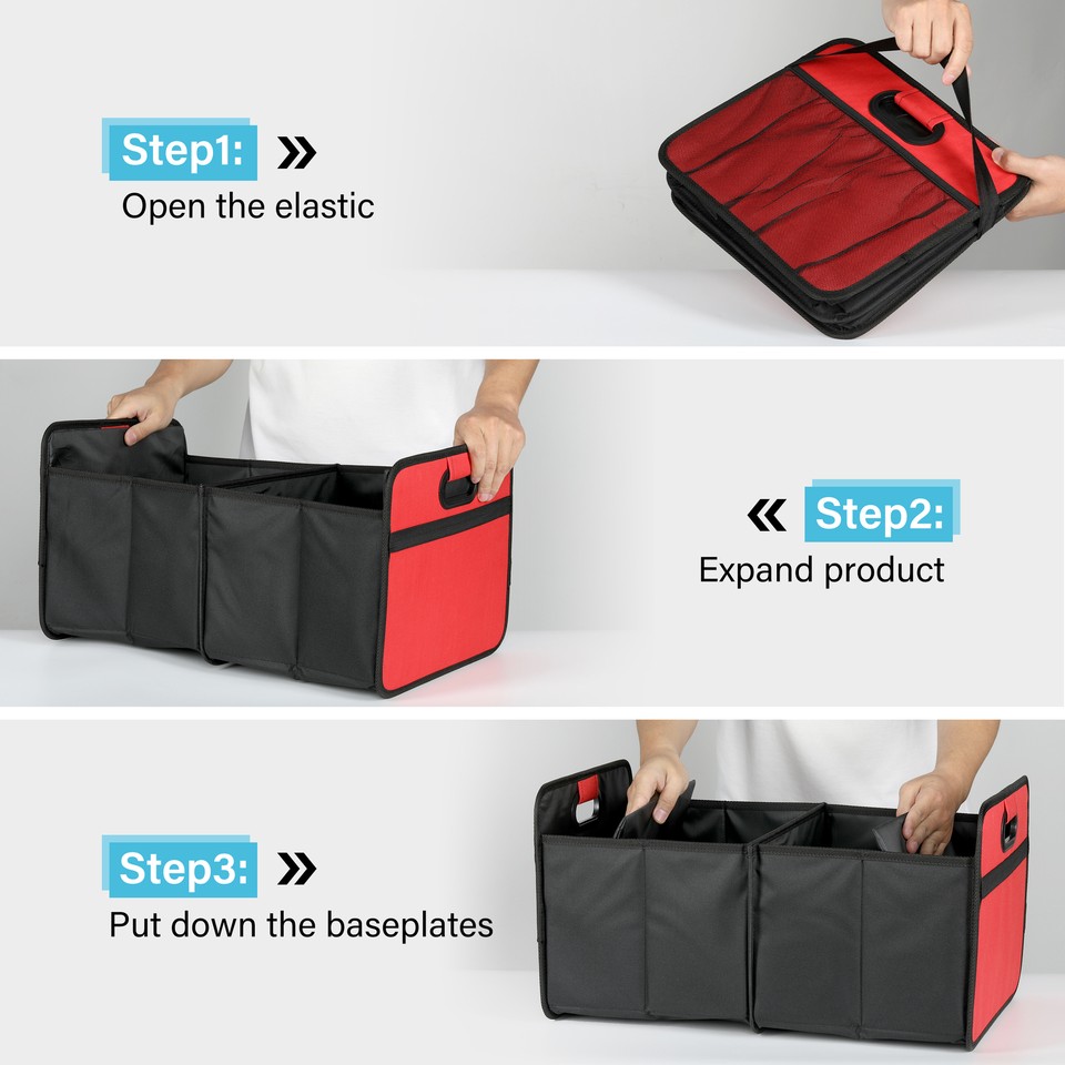 Car Trunk Organizer Multi Compartments Collapsible Trunk Storage ...
