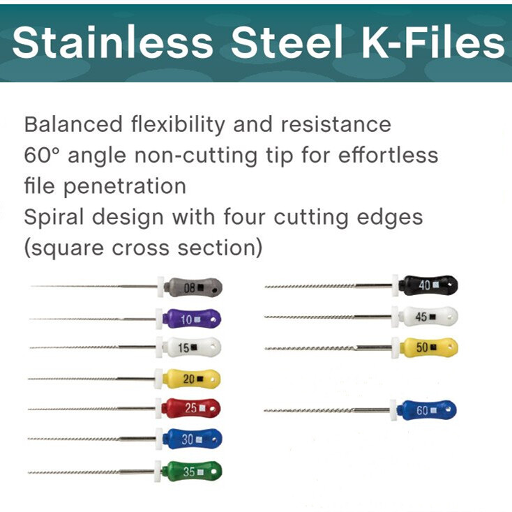 6/pk Dental Endo K-Files Root Canal Hand Use Files Stainless Steel #6 ...