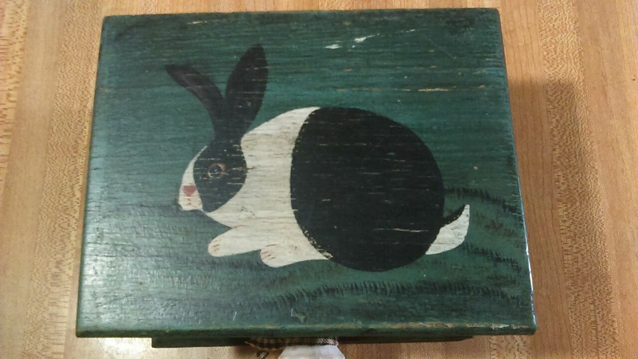 Warren Kimble Folk Art Rabbits Wooden Trinket Box,7x6x5,rare,gd! | eBay
