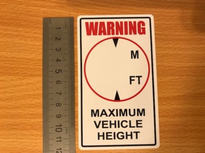 Vehicle Warning Maximum Height Sticker Lorry Truck HGV Motorhome Decal ...