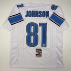 Autographed/Signed Calvin Johnson Detroit White Football Jersey JSA COA ...
