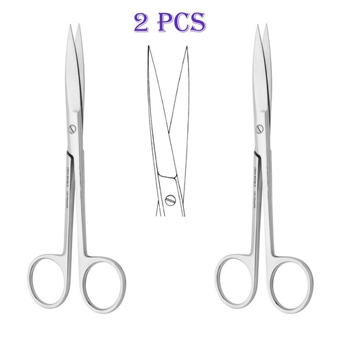 2 Surgical Operating Scissor Straight Curved Sharp/Sharp 5" 6" 6.5" 7. ...