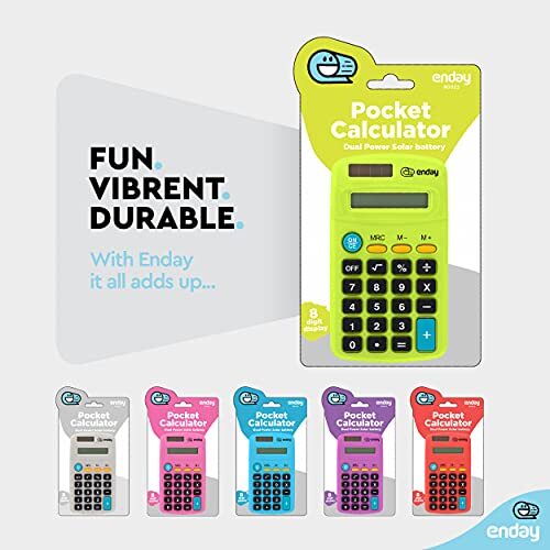 Calculator Green, Basic Small Solar Battery Operated Large Display Four ...