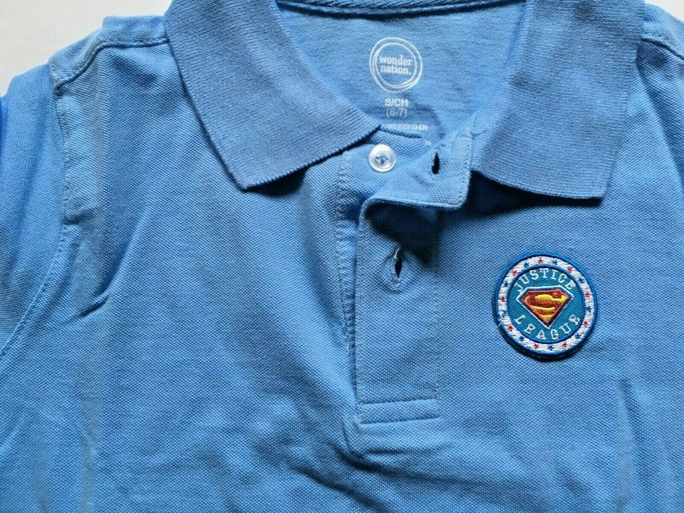 DC Comics Superman embroidered patch logo boys polo shirt, Size 6/7 | eBay