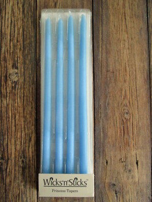 Vintage Wicks 'N Sticks Princess Tapers 10" Candles Sky Blue Fits 1/2 ...