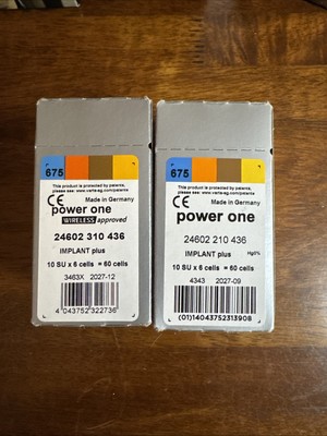 120 cells x Power One P675 Implant Plus Batteries Cochlear Hearing Aid ...