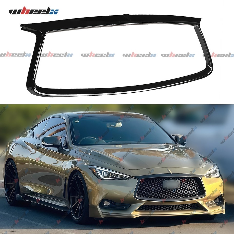 For 2017-2022 Infiniti Q60 Glossy Black Front Grill Outline Trim Cover ...