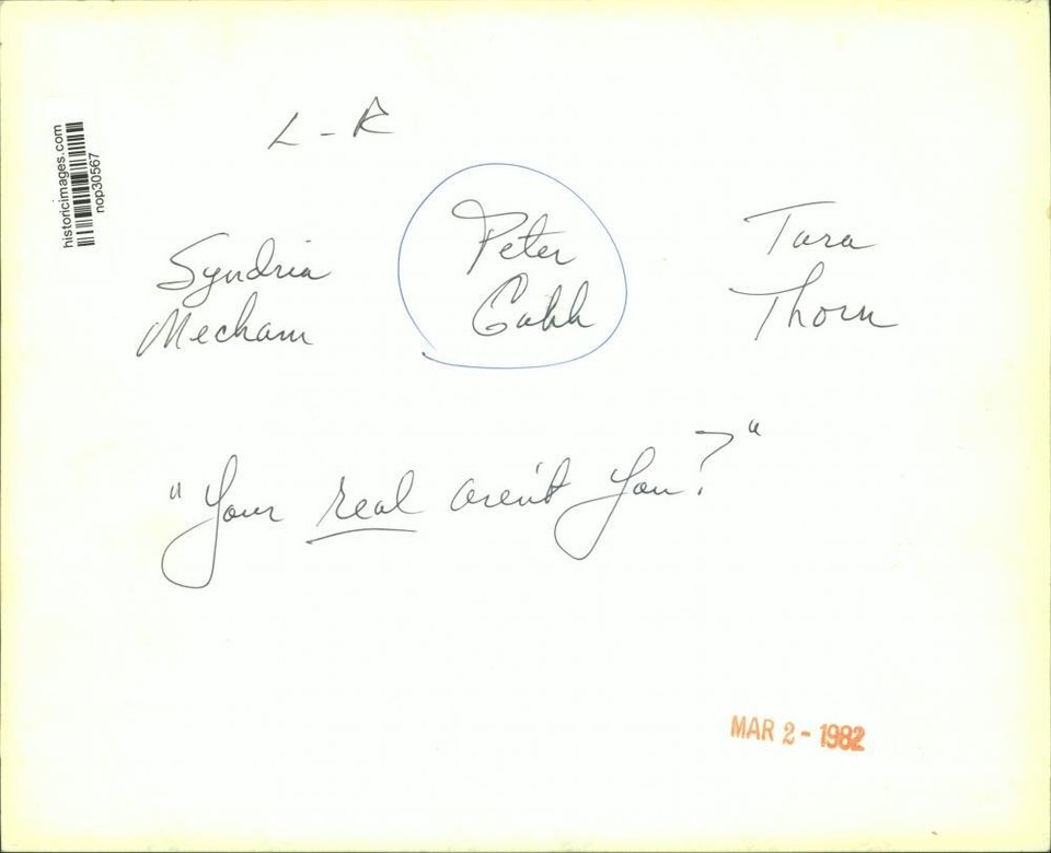 1982 Press Photo Syndria Mecham, Peter Gable, Tara Thorn-"Your Real ...