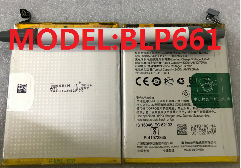 BLP661 New Rechargeable Li-ion Smart Phone 3400mAh Battery For OPPO A3 ...