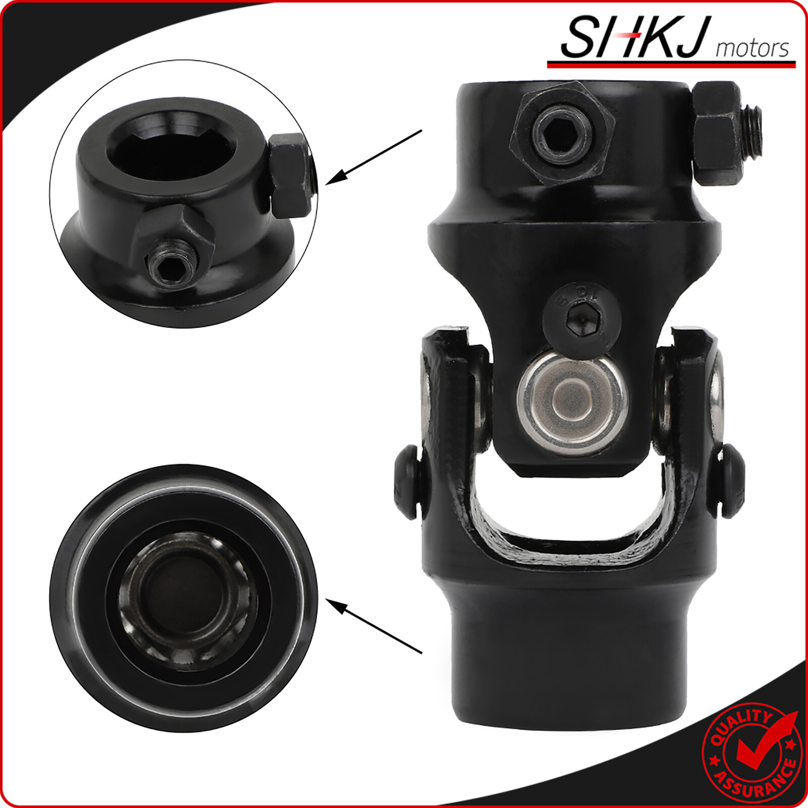 Universal Steering U Joint 3/4" Round X 3/4" DD Black Steel Single U ...