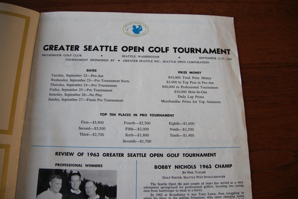 Autographed 1964 Seattle Open Golf Program - Multiple signatures on ...