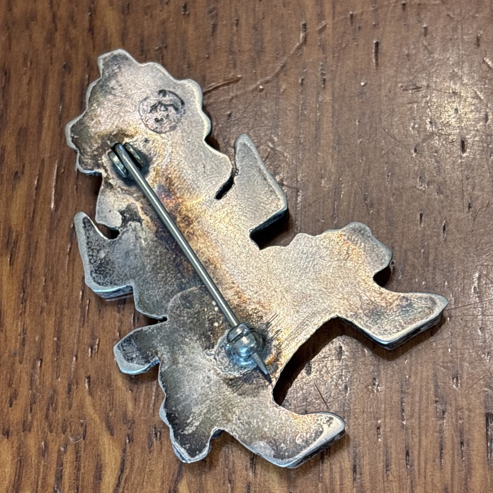 Zuni Knifewing Sterling Silver Older 50s Inlay Turquoise Spiny Brooch ...