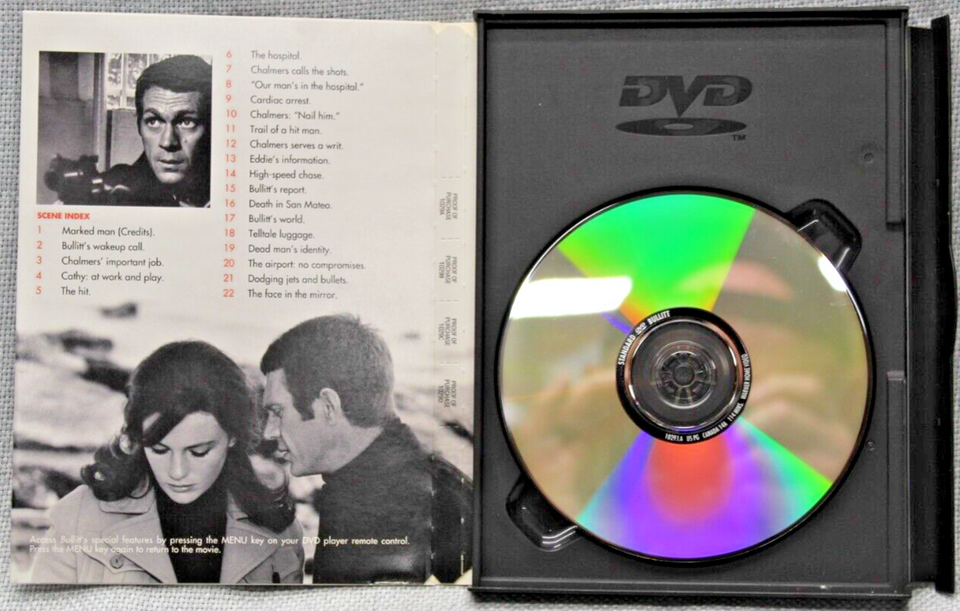 Bullitt (Snap Case DVD, 1997) Steve McQueen Robert Vaughn Car Chase ...