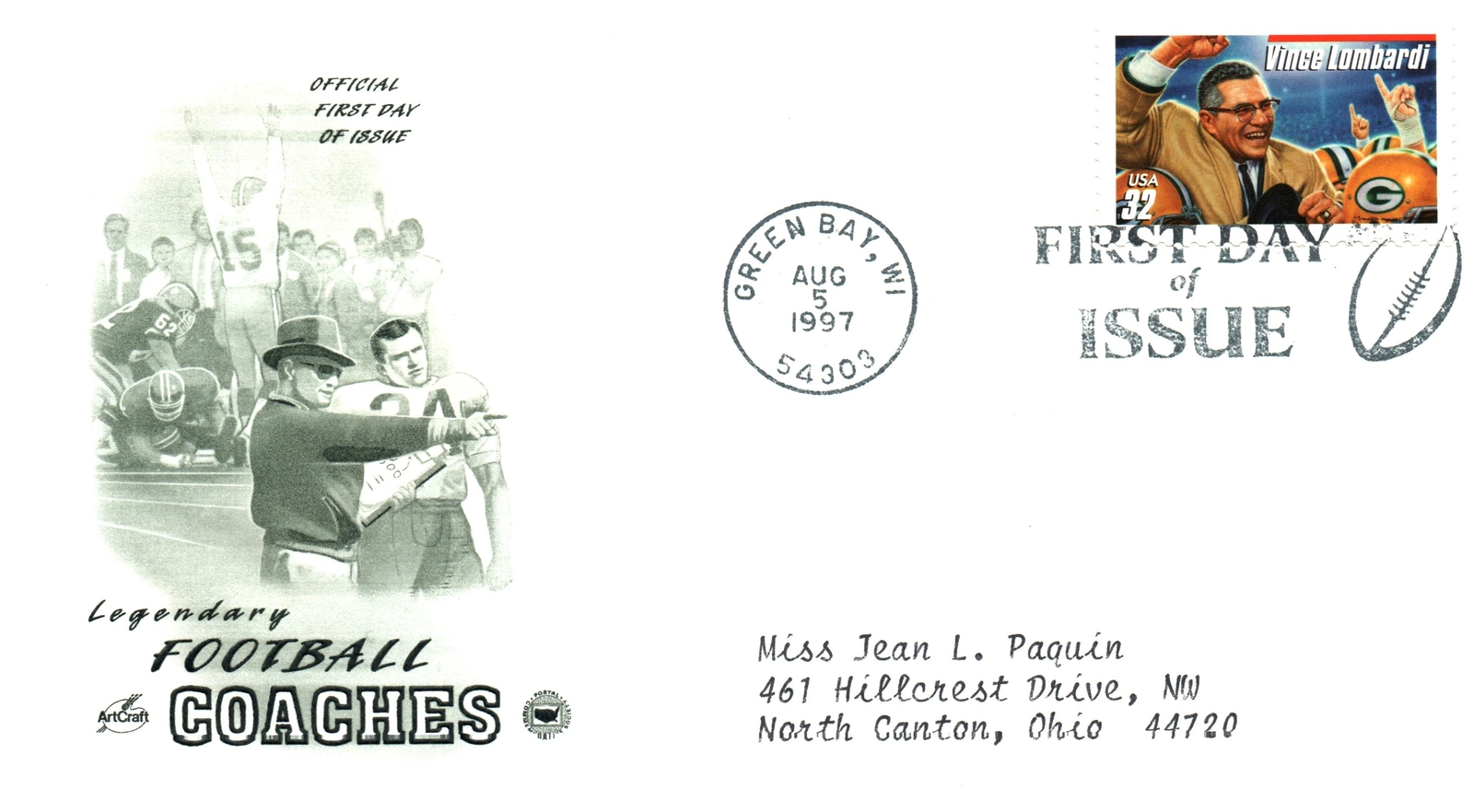 US FIRST DAY COVERS LEGENDARY FOOTBALL COACHES SET OF 4 CACHETS 1997 | eBay