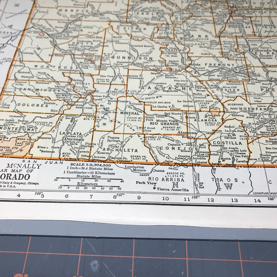1940's Colorado atlas Map Vintage before end of WW2 Wall Art | eBay