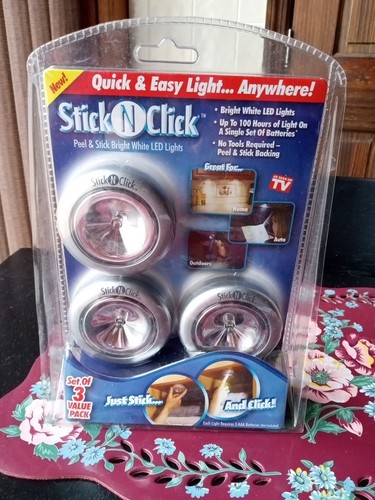 NEW Stick N Click LED Peel and Stick Lights As Seen on TV Set of 3 | eBay