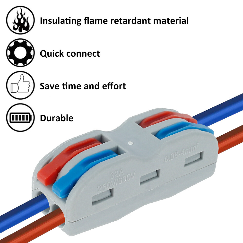 20pcs 2/3 Port Electrical Connector Wire Block Clamp Compact Splicing ...