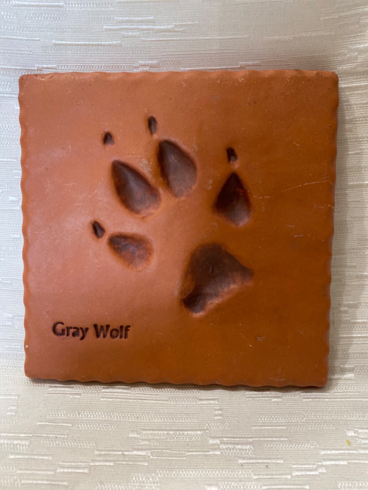 Prairie Fire Pottery Gray Wolf Tile Clay Wild Track Art Rustic Terra ...